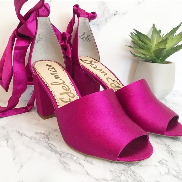 Sam Edelman | Shoes | Sam Edelman Odele Sandals Hot Pink Satin | Poshmark
